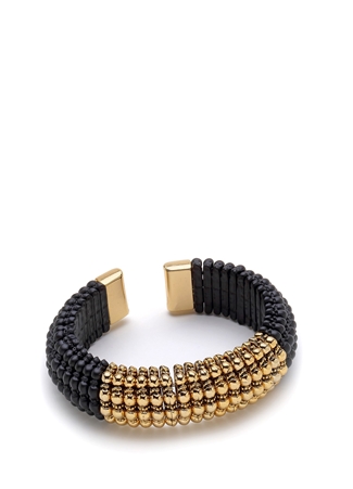 Mon Reve Kadın Bracellina Kelepçe Formlu Altın Rengi Kaplama Bileklik Siyah EU Mon Reve Kadın Bracellina Kelepçe Formlu Altın Rengi Kaplama Bileklik Siyah EU