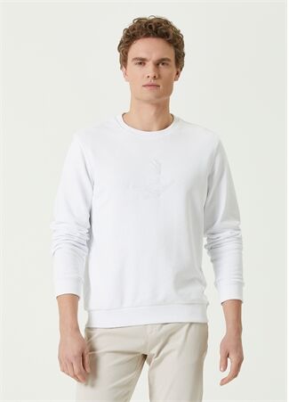 Beymen Club Erkek Beyaz Karalama Kuş Nakışlı Sweatshirt S