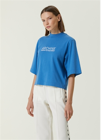 Palm Angels Kadın Mavi Yazı Baskılı T-shirt XS EU