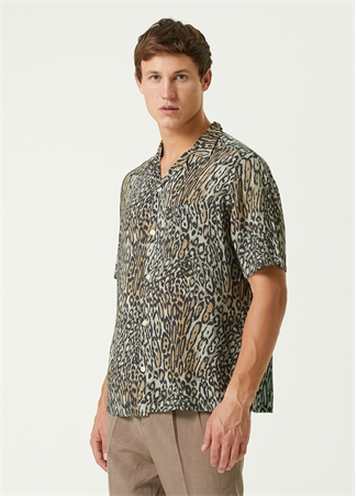 Allsaints Erkek Relaxed Fit Meso Leopar Desenli Gömlek Gri S EU Allsaints Erkek Relaxed Fit Meso Leopar Desenli Gömlek Gri S EU