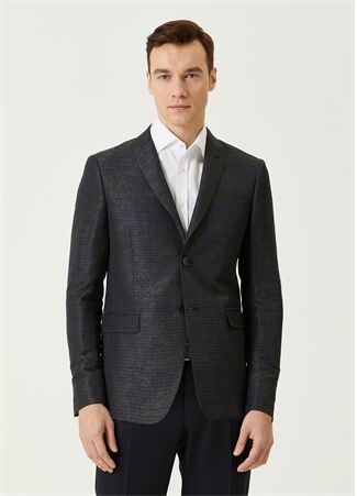 Palzileri Lab Erkek Mavi Metalik Desenli Keten Ceket 50 IT