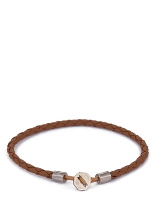 AtolyeWolf Erkek Kahverengi Örgü Dokulu Deri Bileklik EU AtolyeWolf Erkek Kahverengi Örgü Dokulu Deri Bileklik EU