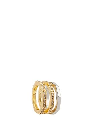 Beymen Club Kadın Zirkon Taşlı 3lü Yüzük Altın Rengi 7