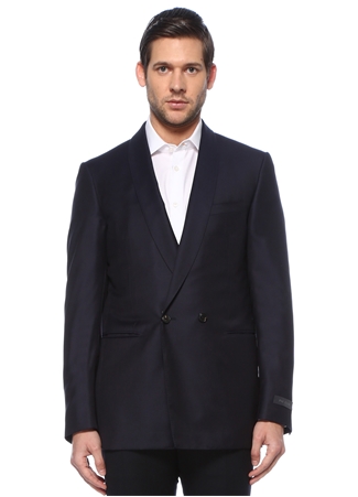 Pal Zileri Erkek Lacivert Şal Yaka Kruvaze Yün Ceket Mavi 50 IT