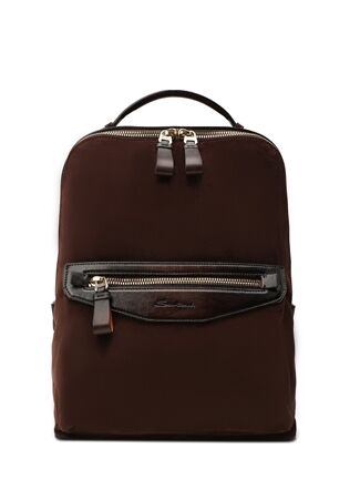 Santoni Erkek Taba Deri Sırt Çantası Turuncu EU