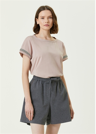 Brunello Cucinelli Kadın Pembe Zincir Detaylı T-shirt XS EU Brunello Cucinelli Kadın Pembe Zincir Detaylı T-shirt XS EU