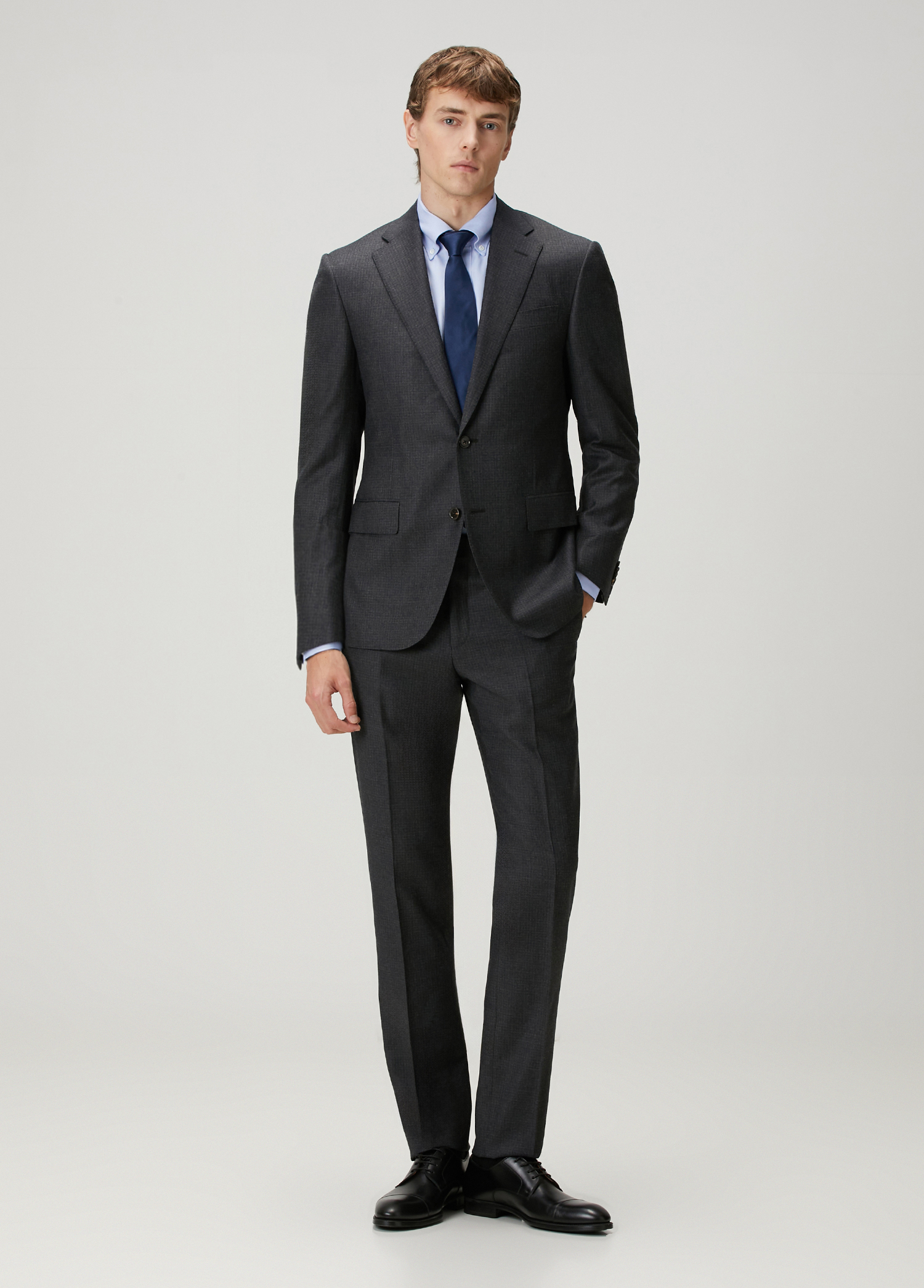 Dark Grey Corneliani Dark Grey Men Anthracite Wool Suit 1779680 | Beymen