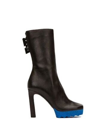 Off-White Kadın Siyah Logo Detaylı Deri Bot 35 EU