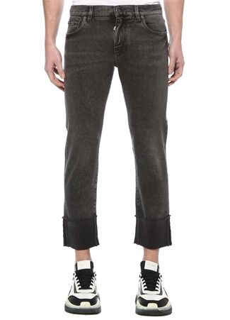 Dolce&Gabbana Erkek Gri Normal Bel Cropped Jean Pantolon 46 IT