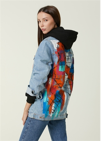 Look Project Kadın Reality İngiliz Yaka Baskılı Denim Ceket Mavi S EU Look Project Kadın Reality İngiliz Yaka Baskılı Denim Ceket Mavi S EU