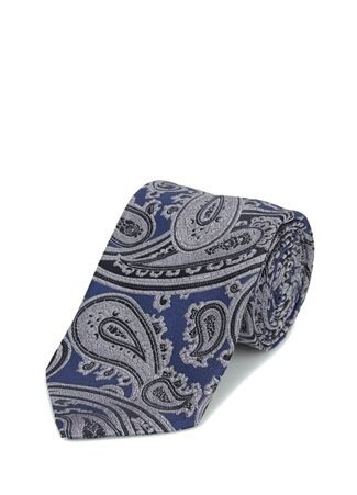 Beymen Collection Erkek Lacivert Şal Desenli İpek Kravat EU IT