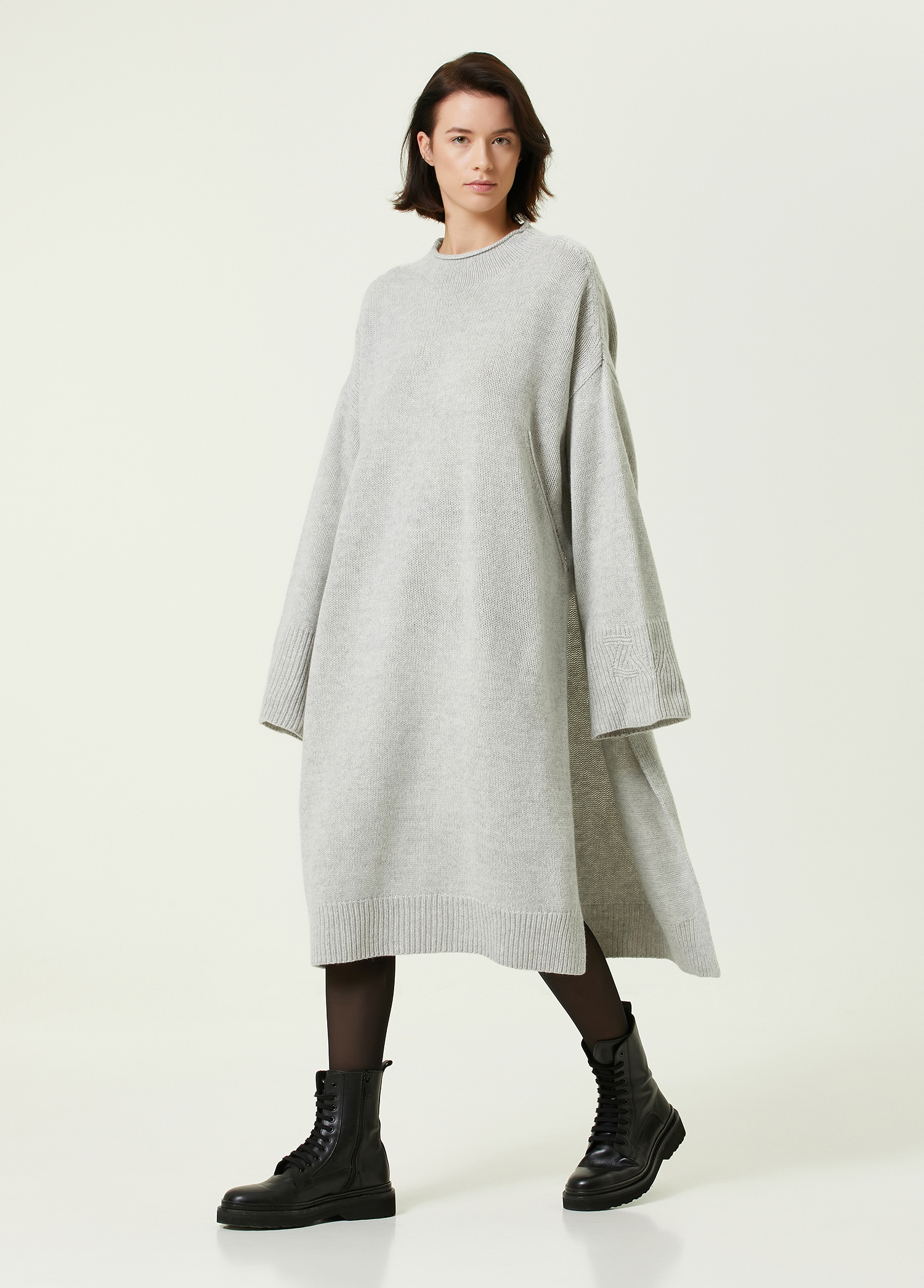 Zadig&Voltaire - Gri Yırtmaçlı Midi Triko Elbise - Gri