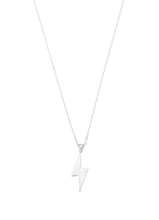 AtolyeWolf Erkek Şimşek Formlu Gümüş Rengi Kolye Gri EU