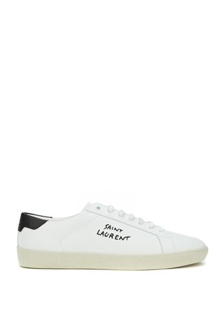 Erkek Beyaz Logolu Deri Sneaker 40 EU