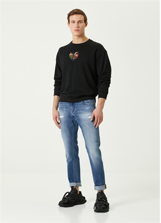 Dolce&Gabbana Erkek Regular Fit Mavi Yıpratmalı Jean Pantolon 44 IT