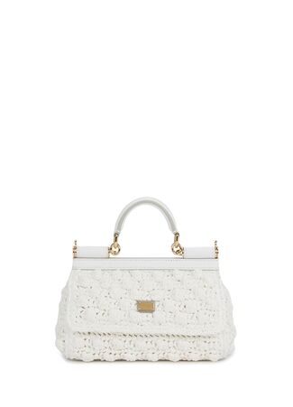 Dolce&Gabbana Kadın Sicily Beyaz Dantel Dokulu Omuz Çantası EU Dolce&Gabbana Kadın Sicily Beyaz Dantel Dokulu Omuz Çantası EU