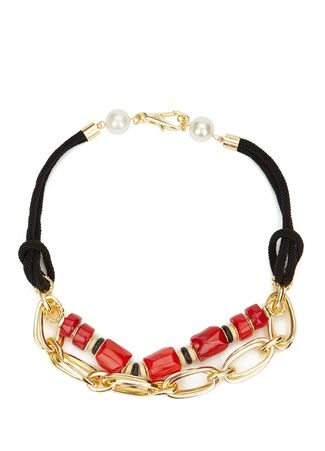 Beymen Club Kadın Kordonlu Mercan Taşlı Kolye Kırmızı EU