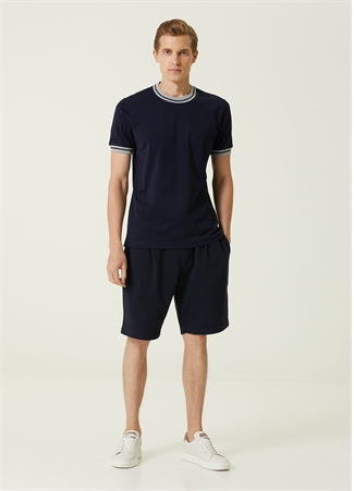 Brunello Cucinelli Erkek Lacivert Pilili Bermuda L EU Brunello Cucinelli Erkek Lacivert Pilili Bermuda L EU