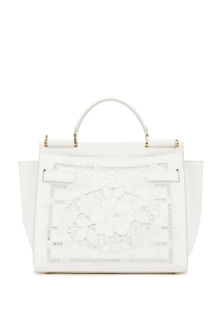 Dolce&gabbana Kadın Sicily 62 Large Beyaz Deri Omuz Çantası Eu Dolce&gabbana Kadın Sicily 62 Large Beyaz Deri Omuz Çantası Eu