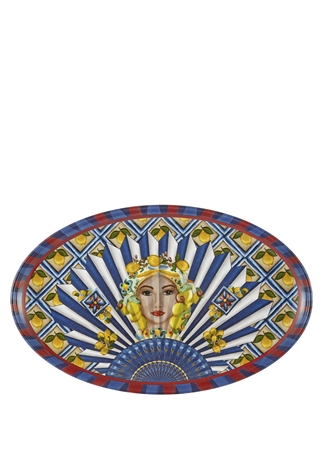 Chiara Alessi Positano Kadın Yüz Desenli Servis Tabağı Mavi Chiara Alessi Positano Kadın Yüz Desenli Servis Tabağı Mavi