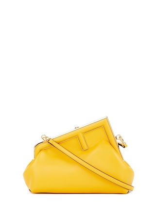 Fendi Kadın Sarı Logolu Deri El Portföyü Eu