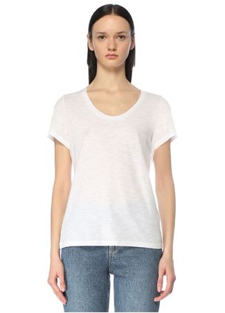 American Vintage Kadın Beyaz U Yaka T-shirt XS EU American Vintage Kadın Beyaz U Yaka T-shirt XS EU