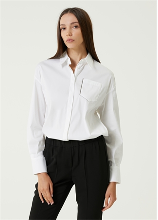Brunello Cucinelli Kadın Beyaz Cep Detaylı Gömlek M EU Brunello Cucinelli Kadın Beyaz Cep Detaylı Gömlek M EU