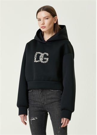 Dolce&Gabbana Kadın Siyah Kapüşonlu Taşlı Logolu Sweatshirt 42 IT Dolce&Gabbana Kadın Siyah Kapüşonlu Taşlı Logolu Sweatshirt 42 IT