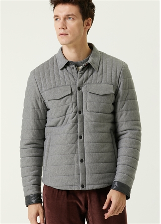 Kiton Erkek Gri Polo Yaka Kapitoneli Dış Gömlek 50 IT Kiton Erkek Gri Polo Yaka Kapitoneli Dış Gömlek 50 IT