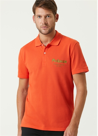 Alexander McQueen Erkek Turuncu Polo Yaka Logolu T-shirt S EU Alexander McQueen Erkek Turuncu Polo Yaka Logolu T-shirt S EU