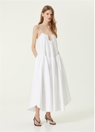 Khaite Kadın Beyaz İnce Askılı Maksi Elbise 0 US Khaite Kadın Beyaz İnce Askılı Maksi Elbise 0 US