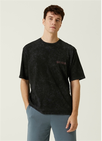 Qollanchi Erkek Loyalty Siyah Batik Desenli Oversize T-shirt L EU