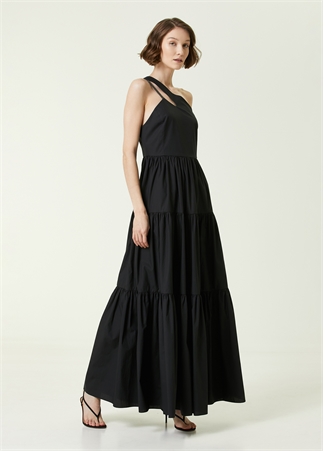 Brunello Cucinelli Kadın Siyah Zincir Şeritli Tek Omuzlu Maksi Elbise S EU Brunello Cucinelli Kadın Siyah Zincir Şeritli Tek Omuzlu Maksi Elbise S EU