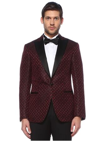 Pal Zileri Erkek Bordo Kırlangıç Yaka Mikro Desenli Ceket 52 IT