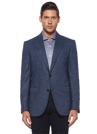 Pal Zileri Erkek Mavi Kelebek Yaka Kırçıllı Yün Ceket 50 IT