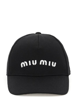 Miu Kadın Siyah Beyaz Logo Detaylı Şapka M Eu Miu Kadın Siyah Beyaz Logo Detaylı Şapka M Eu