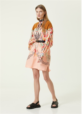 Etro Kadın Pembe Dik Yaka Desenli Mini Elbise 40 IT Etro Kadın Pembe Dik Yaka Desenli Mini Elbise 40 IT