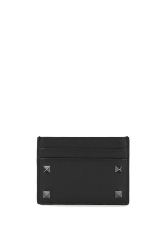 Valentino Garavani Erkek Rockstud Siyah Deri Kartlık EU