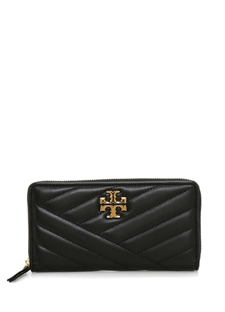 Tory Burch Kadın Kira Chevron Siyah Kapitoneli Deri Cüzdan EU