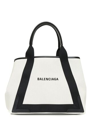 Balenciaga Kadın Bej Logo Jakarlı El Çantası Siyah EU