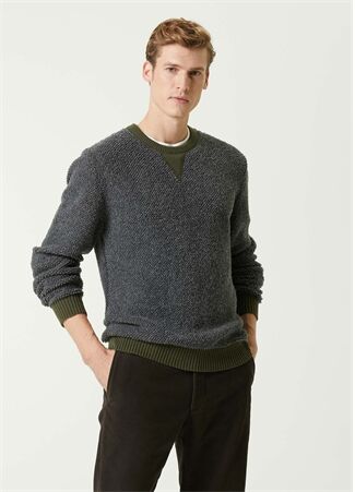 Beymen Collection Erkek Antrasit Haki Dokulu Yün Kazak S EU