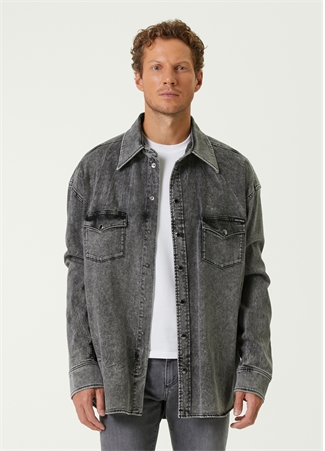 Dolce&Gabbana Erkek Gri Polo Yaka Denim Gömlek 40 IT Dolce&Gabbana Erkek Gri Polo Yaka Denim Gömlek 40 IT