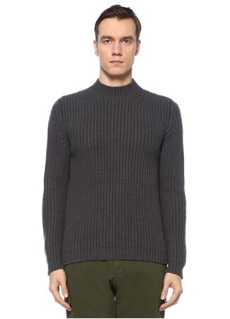 Pal Zileri Erkek Gri Örgü Dokulu Yün Kazak 48 IT