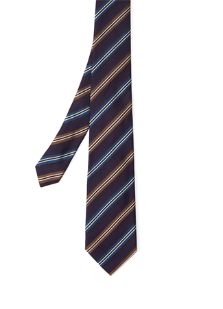 Canali Erkek Lacivert Verev Çizgili İpek Kravat EU Canali Erkek Lacivert Verev Çizgili İpek Kravat EU