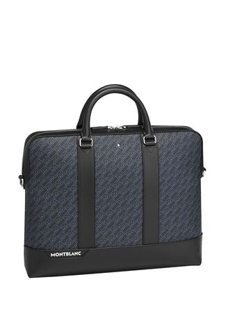 Montblanc Mavi Mikro Logo Desenli Deri Evrak Çantası EU