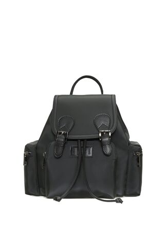 Divarese Kadın Siyah Ağzı Büzgülü Sırt Çantası EU