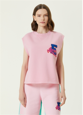 Etro Kadın Pembe Bisiklet Yaka Logolu Kolsuz Sweatshirt 42 IT