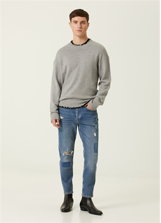 Allsaints Erkek Slim Fit Dean Mavi Patchli Cropped Jean Pantolon 36 UK Allsaints Erkek Slim Fit Dean Mavi Patchli Cropped Jean Pantolon 36 UK