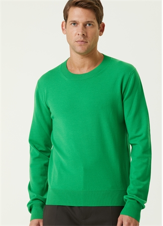 Bottega Veneta Erkek Yeşil Bisiklet Yaka Yün Kazak S EU