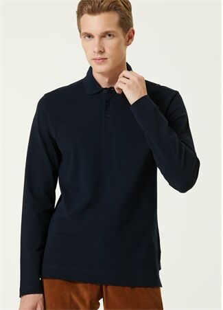 Z Zegna Erkek Lacivert Polo Yaka Sweatshirt M IT